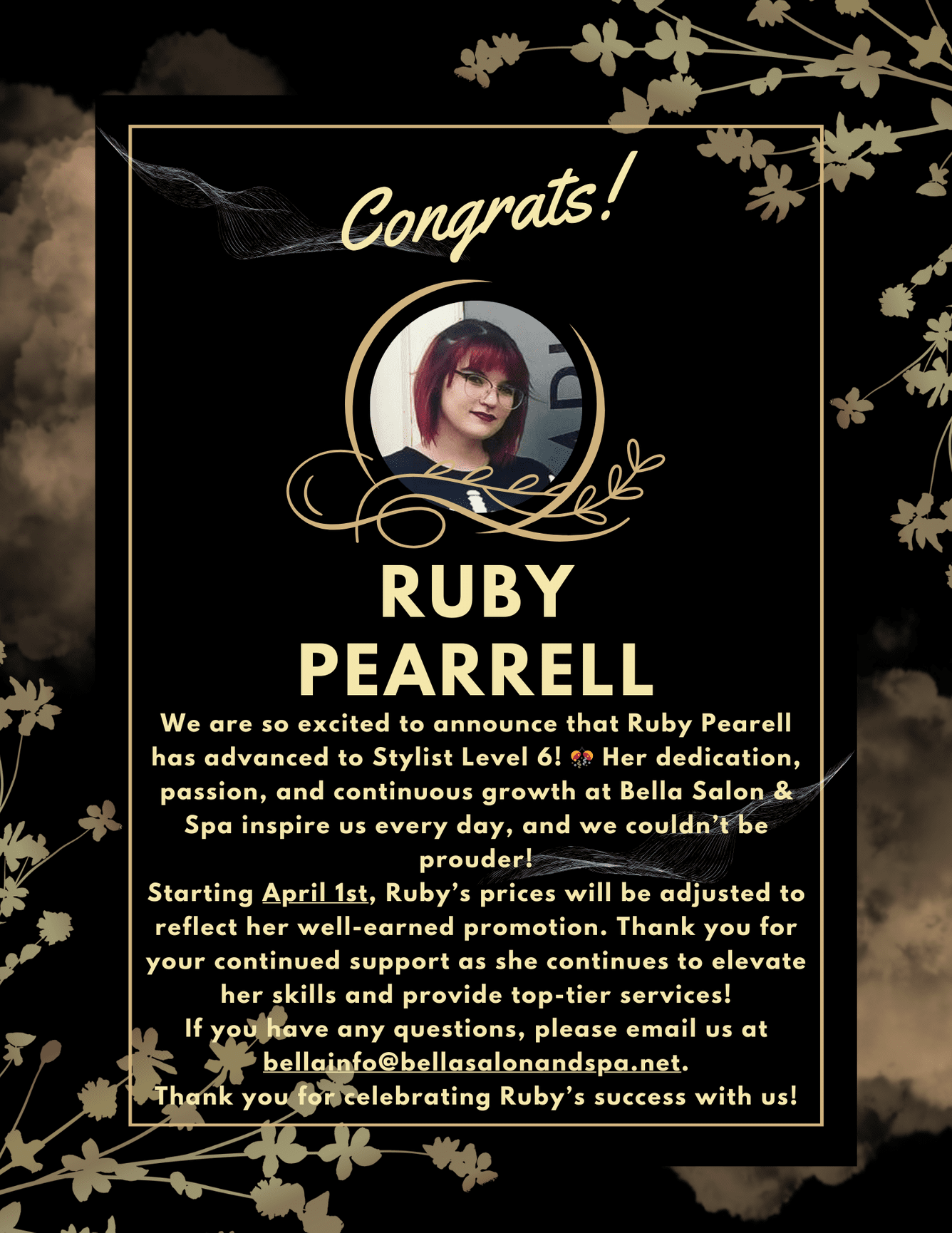 🎉 Congratulation, Ruby Pearrell! 🎉 - Bella Salon and Spa