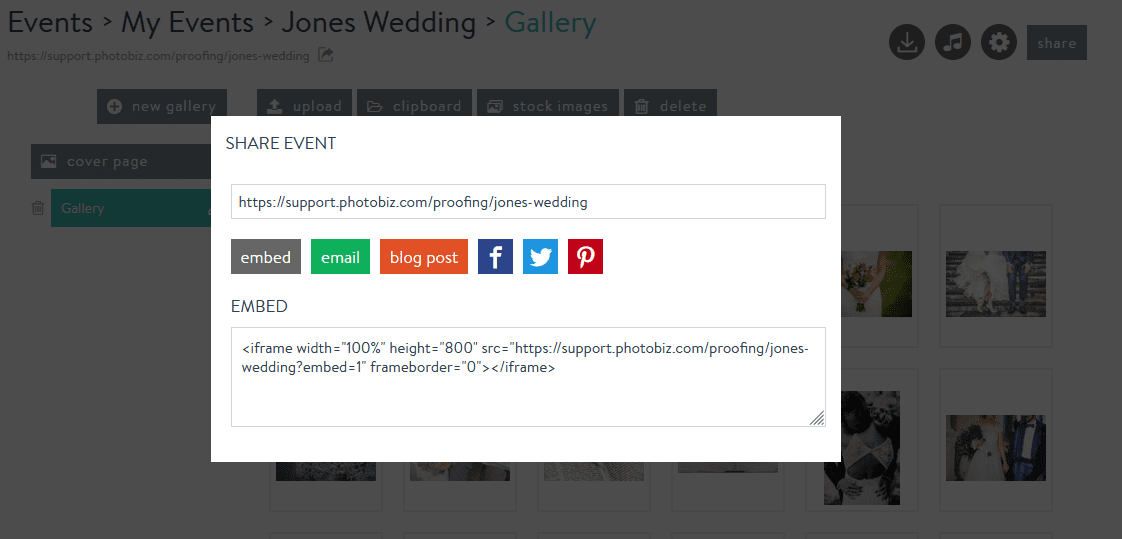 How can I share Client Gallery events with my customers? - PhotoBiz Knowledge Base