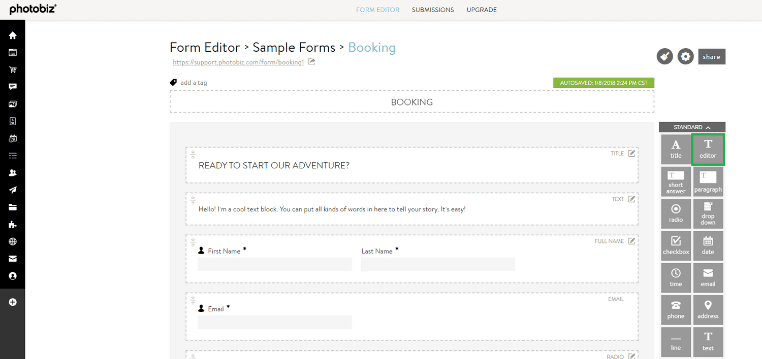 How do I add text to my forms? - PhotoBiz Knowledge Base