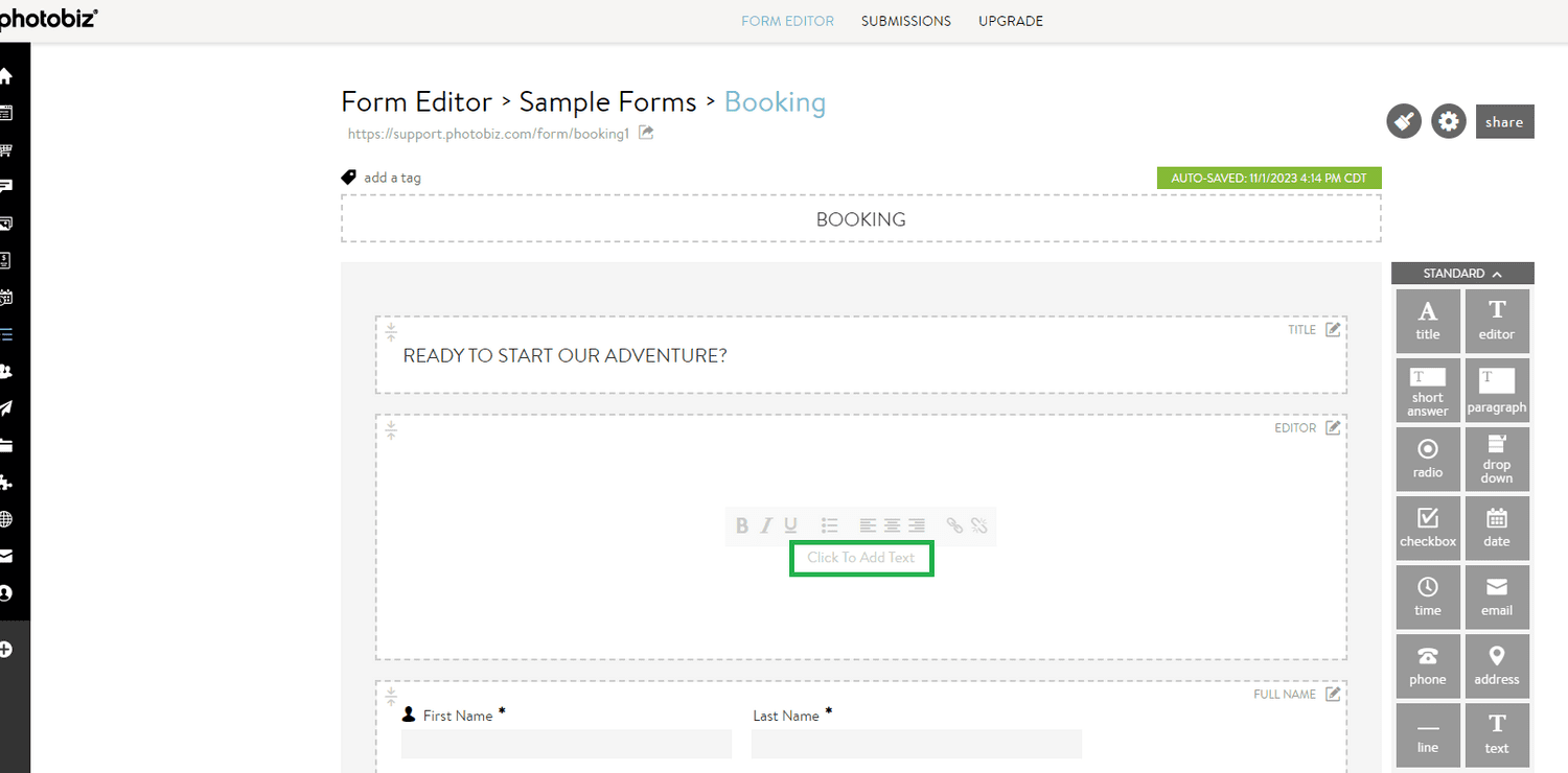 How do I add text to my forms? - PhotoBiz Knowledge Base