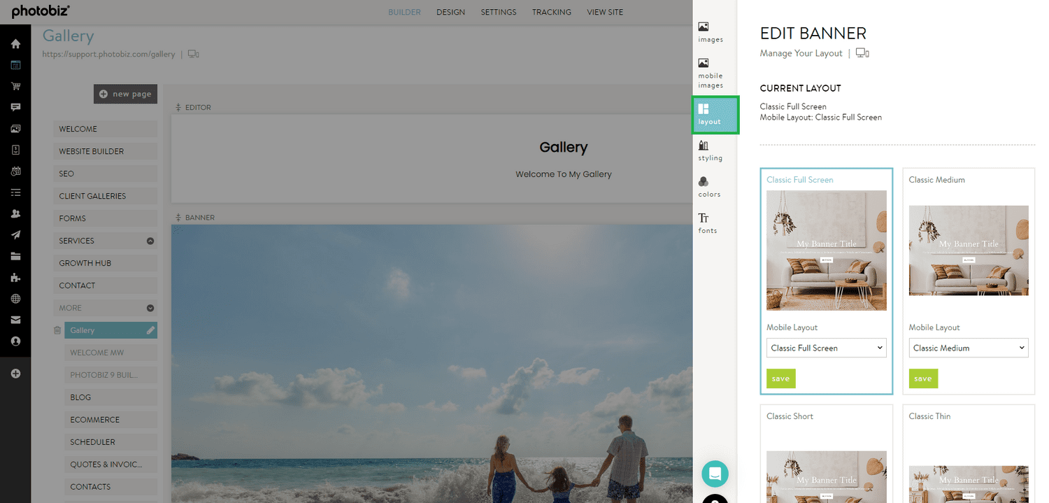 How To Change The Banner Block Layout - PhotoBiz Knowledge Base