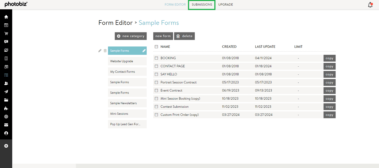 How To Use Form Submissions To Start A Conversation - PhotoBiz ...