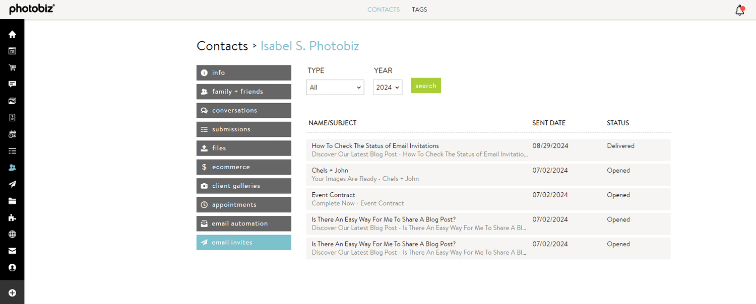 How To Check The Status of Email Invitations - PhotoBiz Knowledge Base