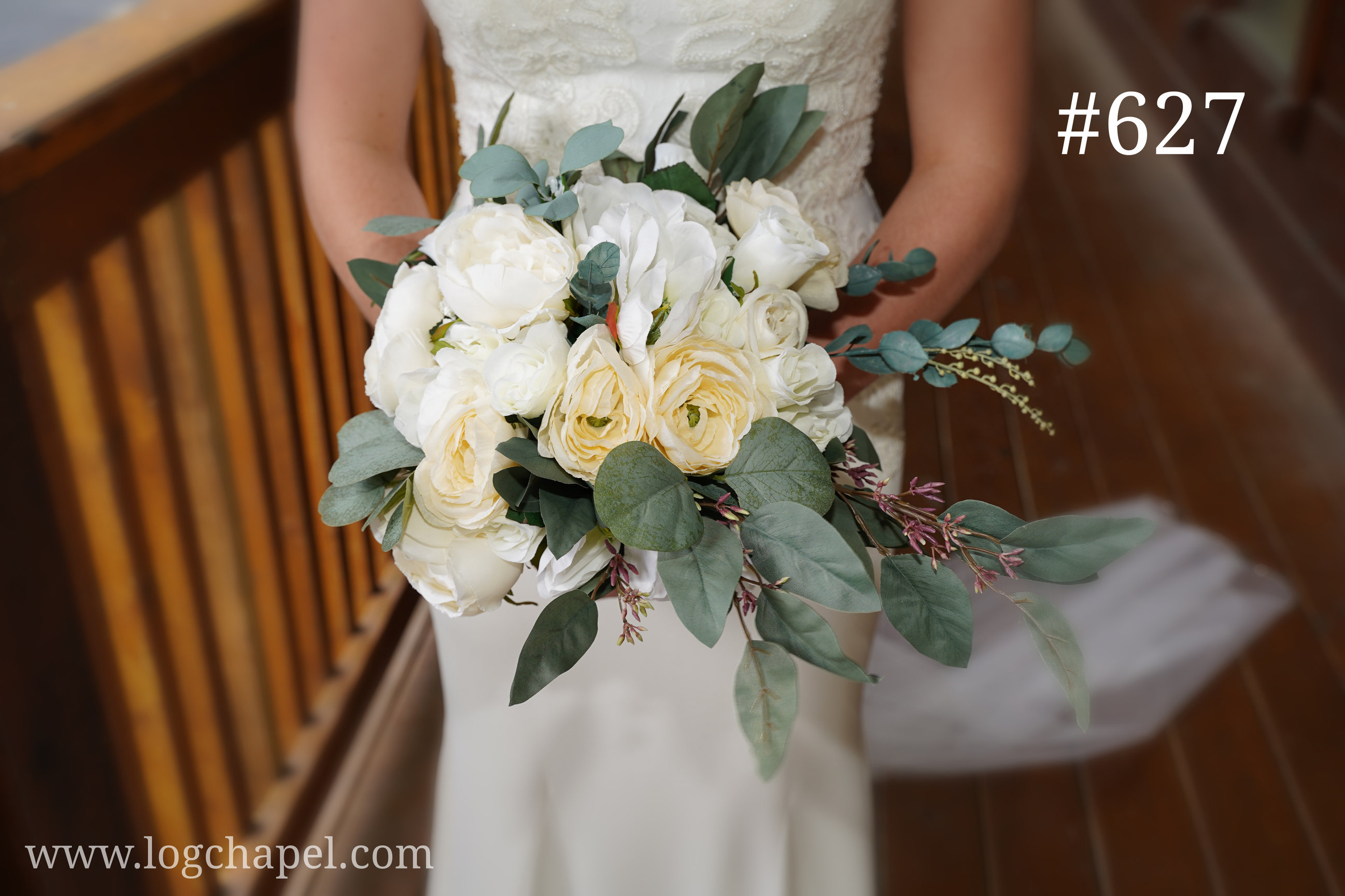 Neutral Flowers - Gatlinburg's Little Log Wedding Chapel